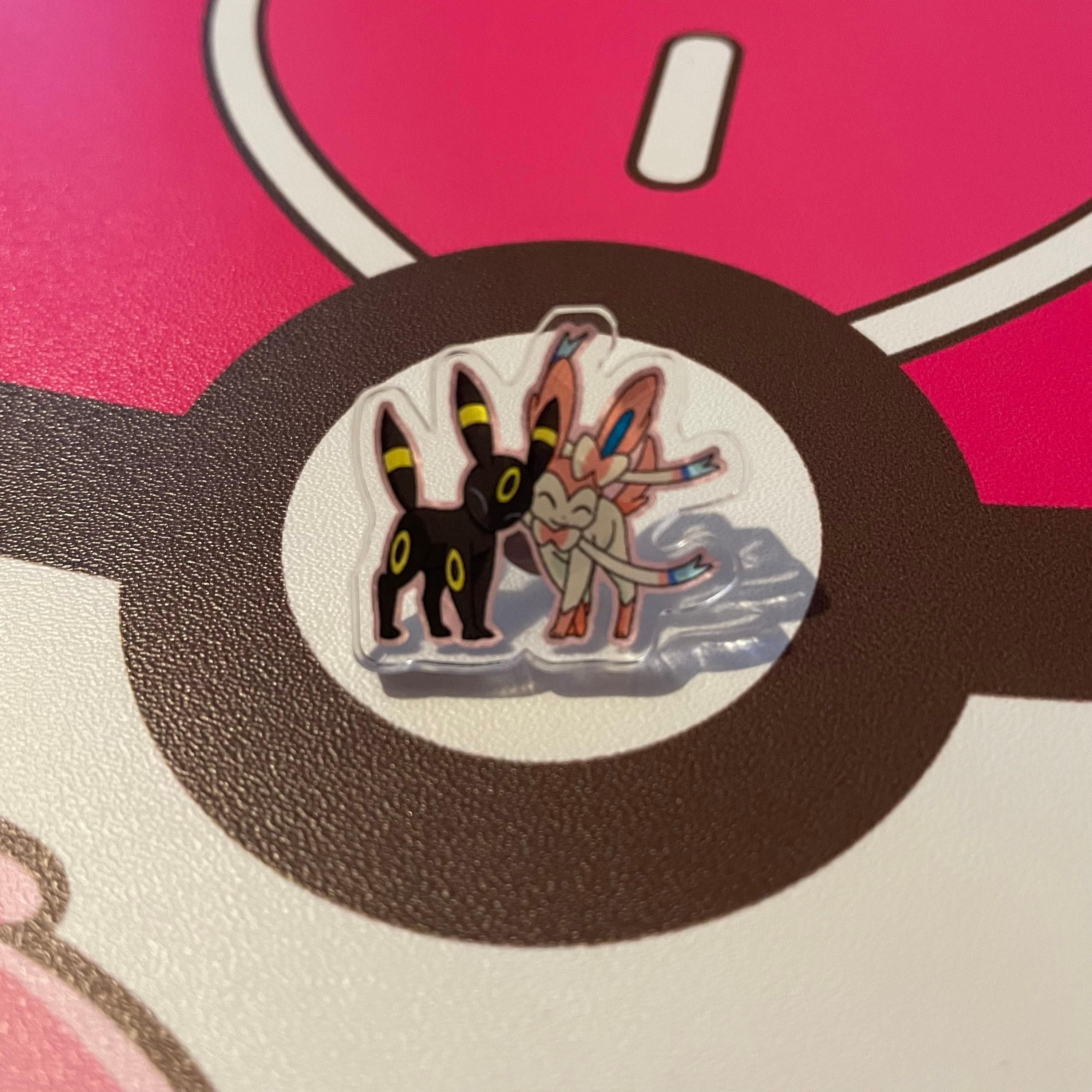 Umbreon and Sylveon Pin Clear Acrylic Pink Back Pin PKMN - Etsy