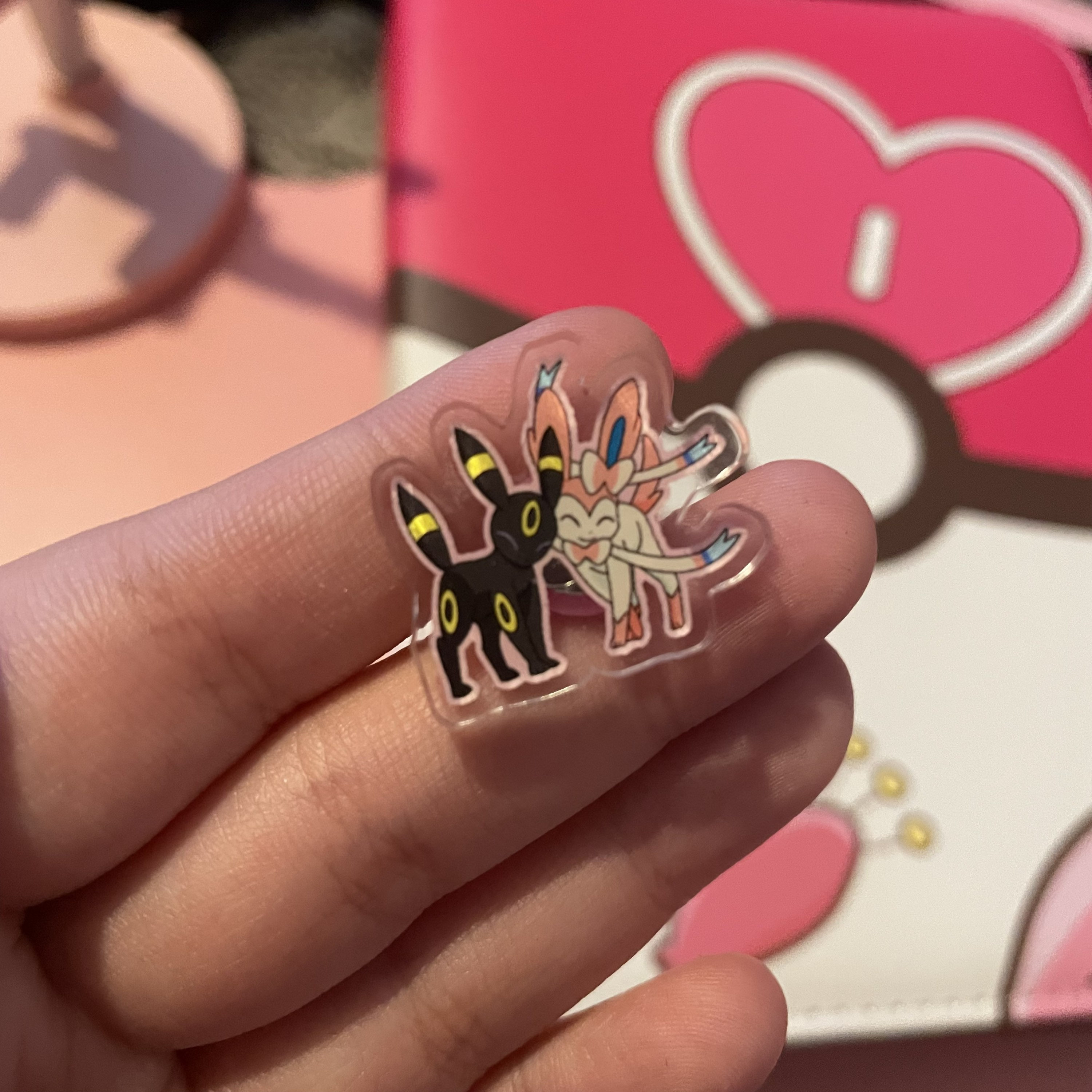Umbreon and Sylveon Pin Clear Acrylic Pink Back Pin PKMN - Etsy