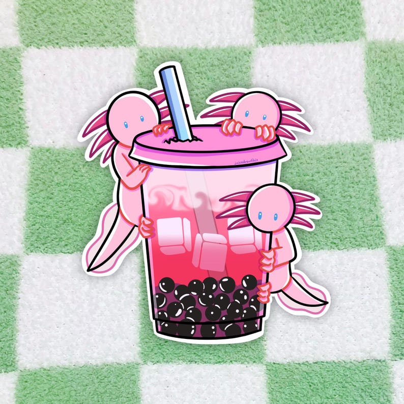 Axolotl Boba Sticker - Etsy
