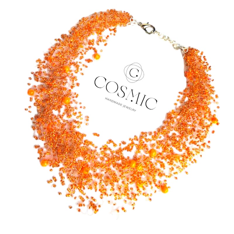 Orange Bead Necklace - Etsy
