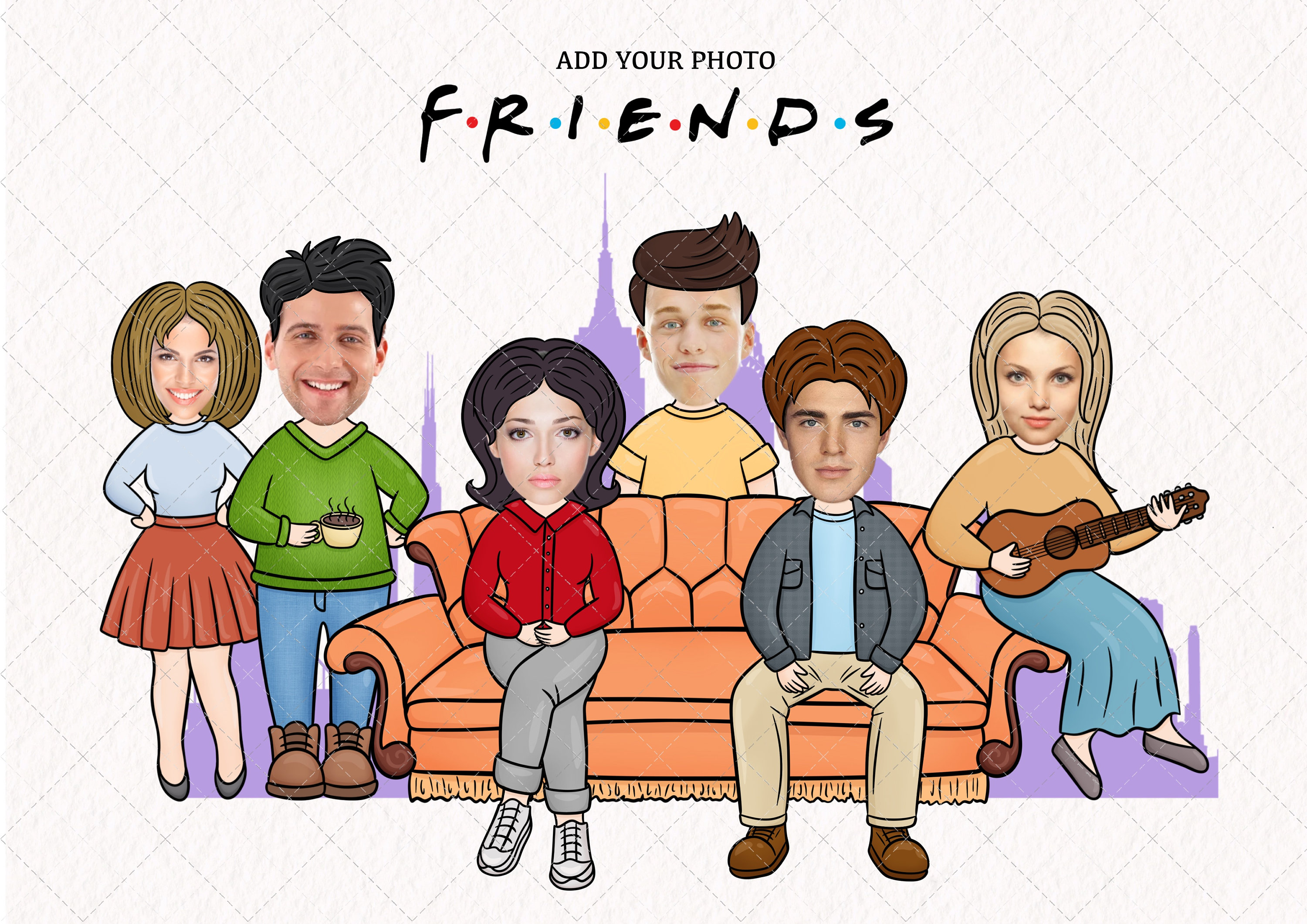 Friends, Add Your Own Photo, Face Blank, How You Doin Png - Etsy