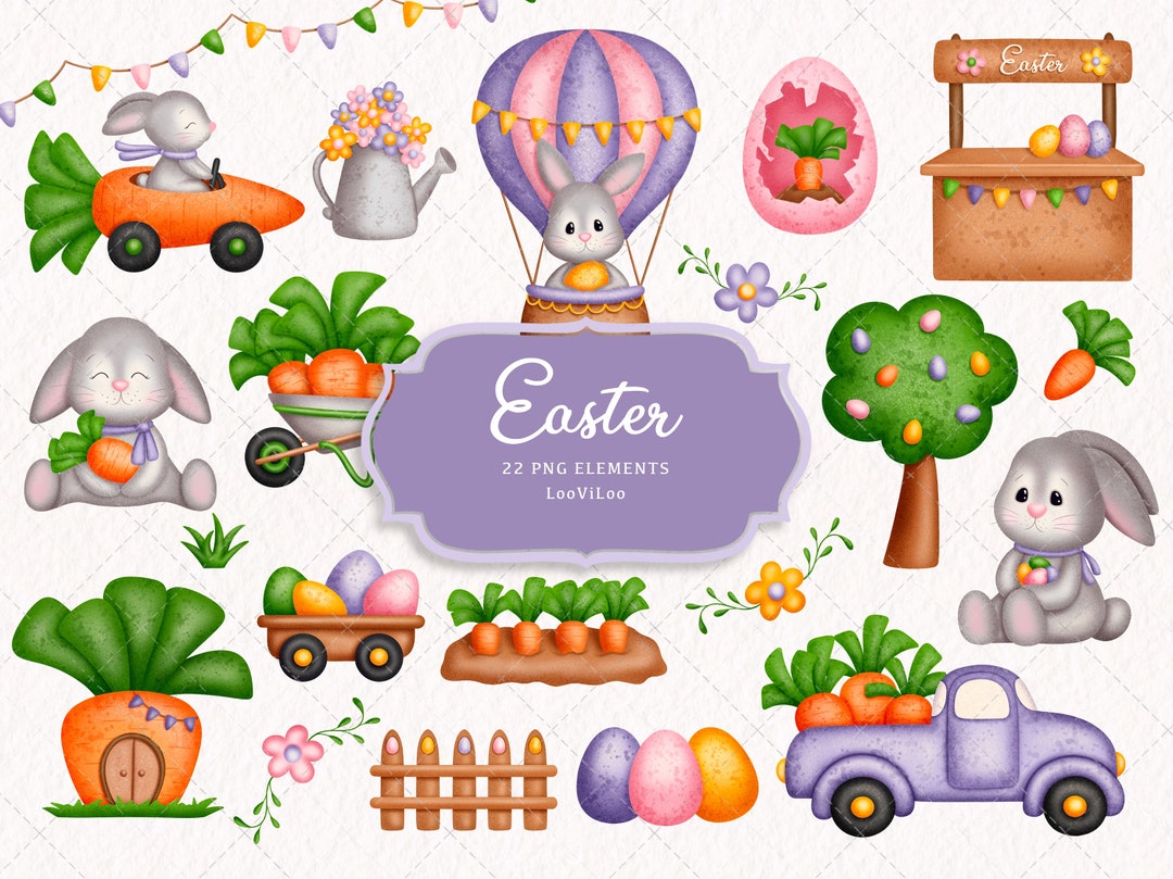 Easter Clipart, Spring Clipart PNG, Easter Bunny Eggs Clipart ...