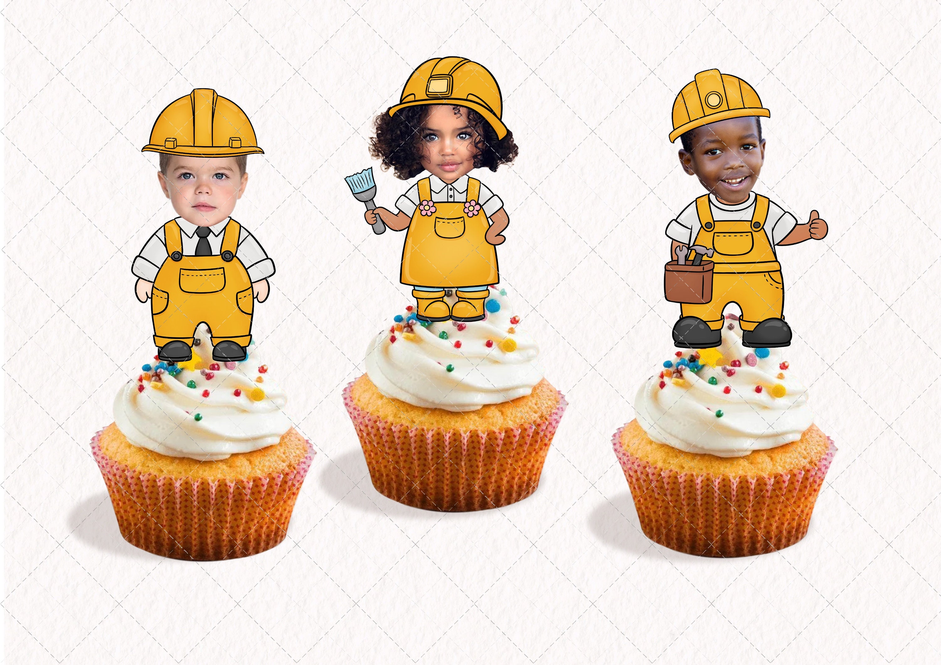 Builders, Add Your Own Photo, Cupcake Toppers, Yourself Face Photo ...