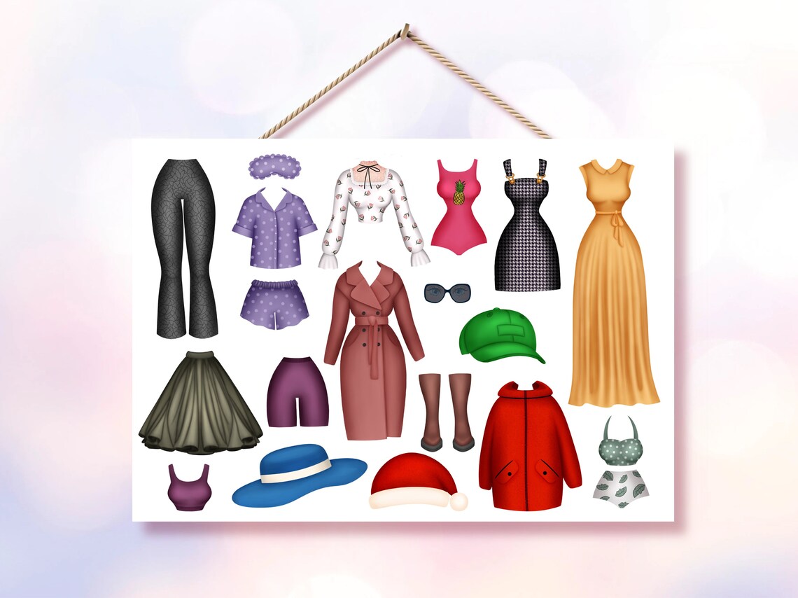 Paper Dolls With Clothes Printable DIY Activities Dress up - Etsy