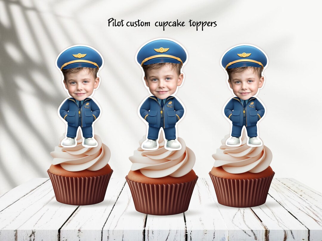Pilot Cupcake Topper Personalized, Aviator, Airplane Birthday - Etsy