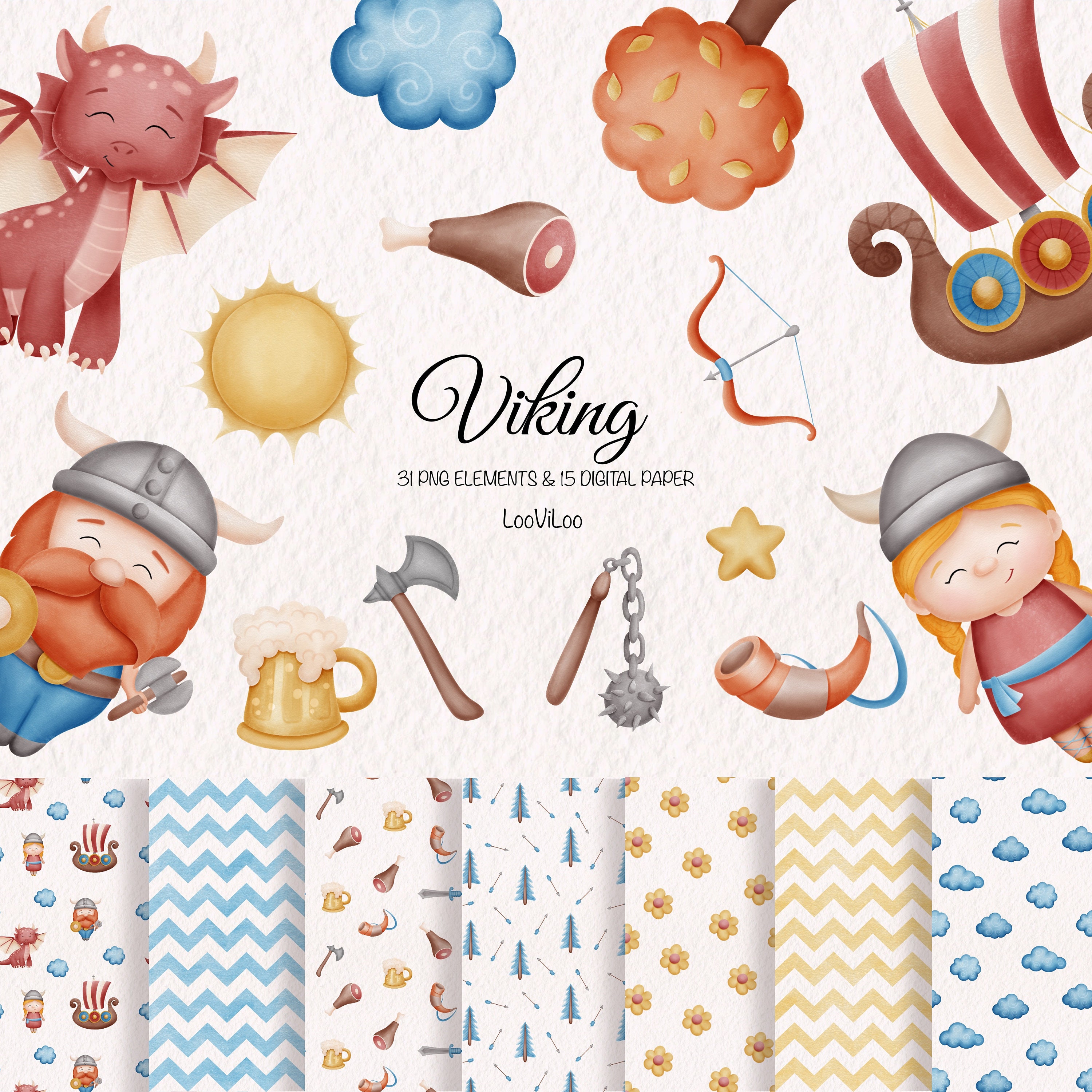 Viking Clipart PNG Digital Paper Sticker for Scrapbook - Etsy