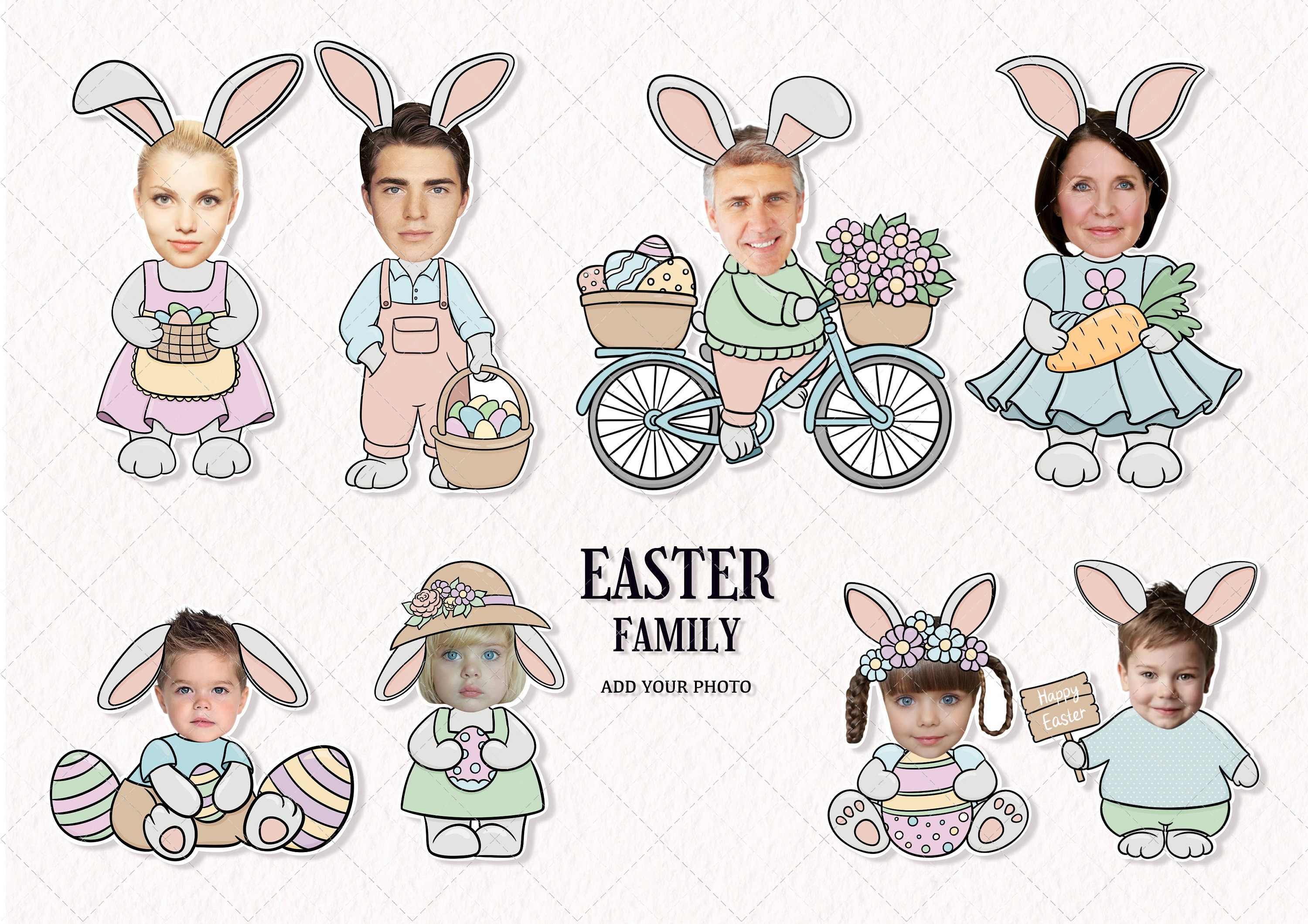 Easter Bunny, Add Your Own Photo, Face Blank, Yourself DIY, Easter ...