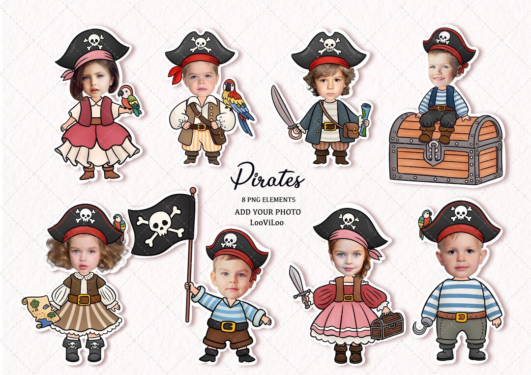 Pirates Face Blank, Add Your Own Photo, Birthday Pirate Party - Etsy