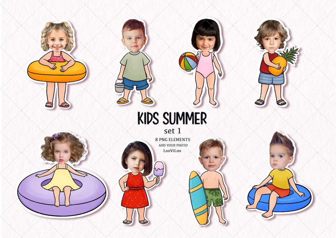 Summer Kids, Add Your Own Photo, Beach Face Blank - Etsy