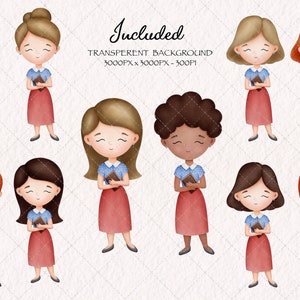 Teacher Watercolor Clipart PNG, Digital Paper, Sticker for Scrapbook ...