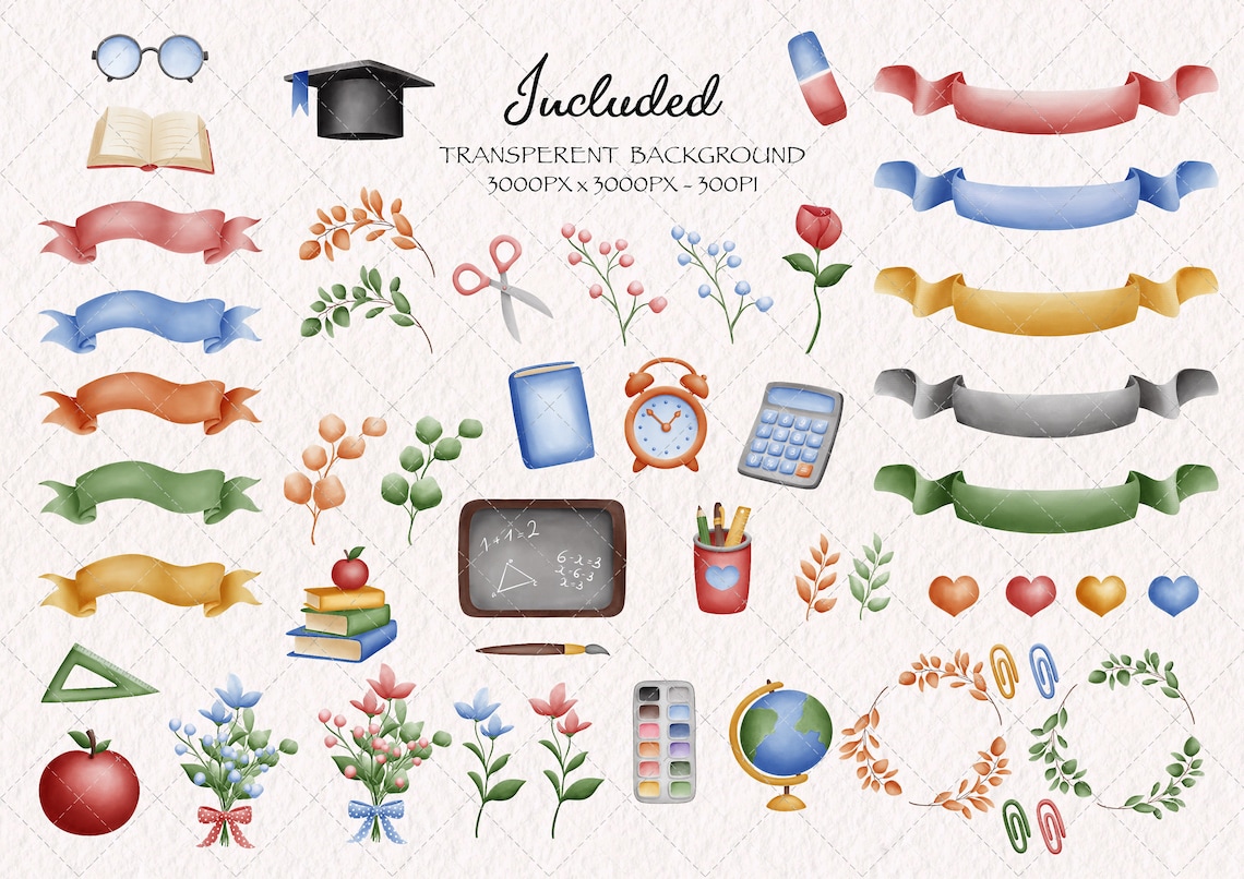 Teacher Watercolor Clipart PNG Digital Paper Sticker for - Etsy UK