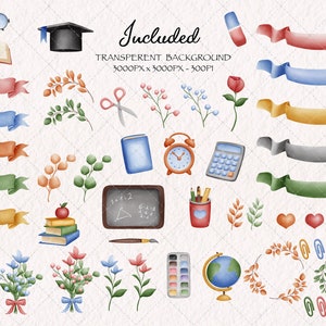 Teacher Watercolor Clipart PNG, Digital Paper, Sticker for Scrapbook ...