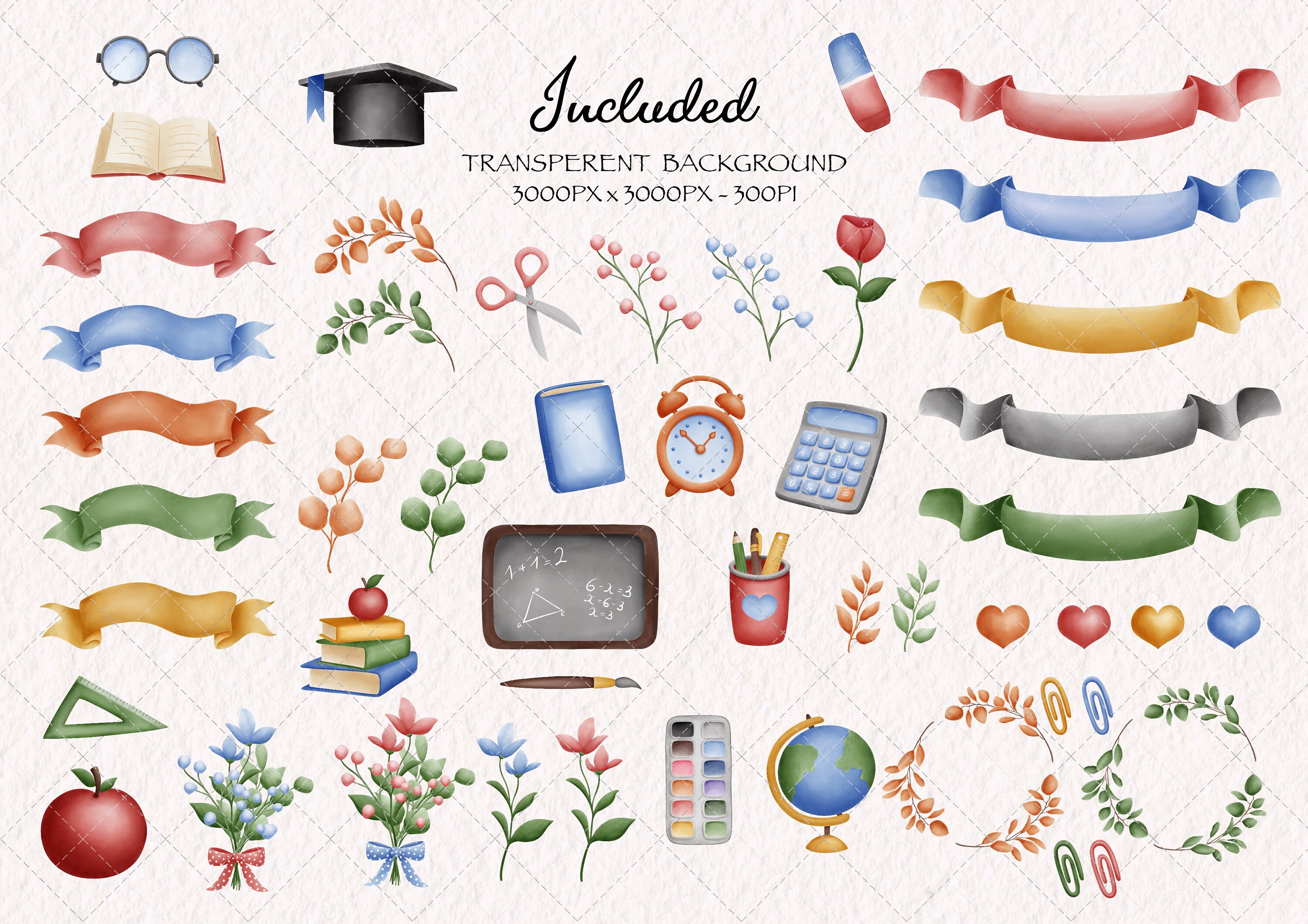 Teacher Watercolor Clipart PNG Digital Paper Sticker for - Etsy UK