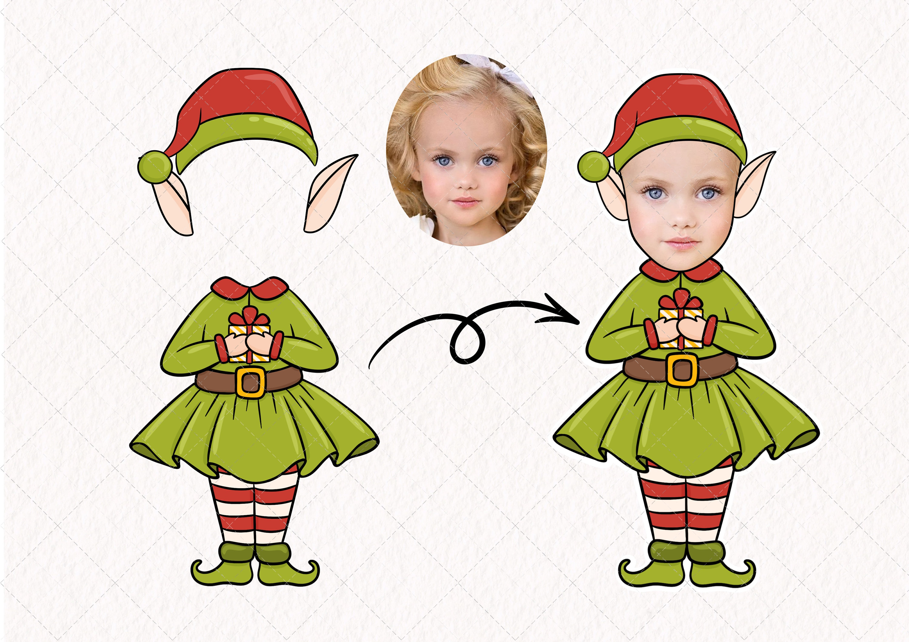 Add Your Own Photo, Elf Yourself DIY, Elf Face Blank, Christmas Craft ...