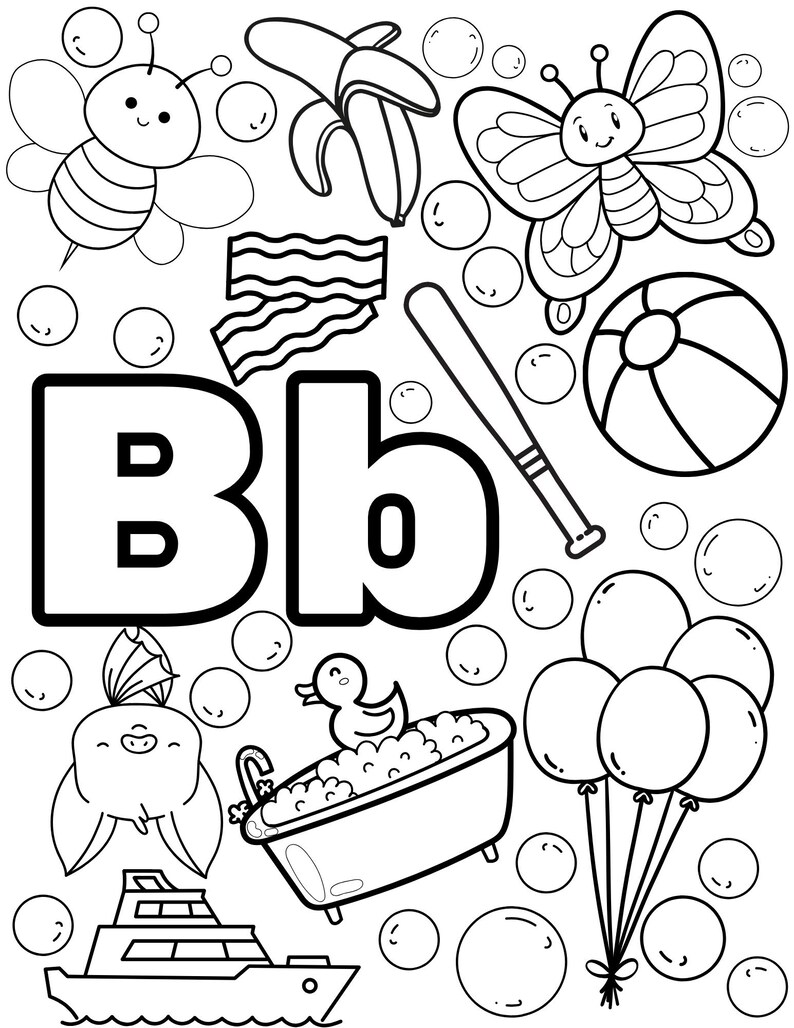Printable ABC Coloring Book for Kids – Digital Download Alphabet ...