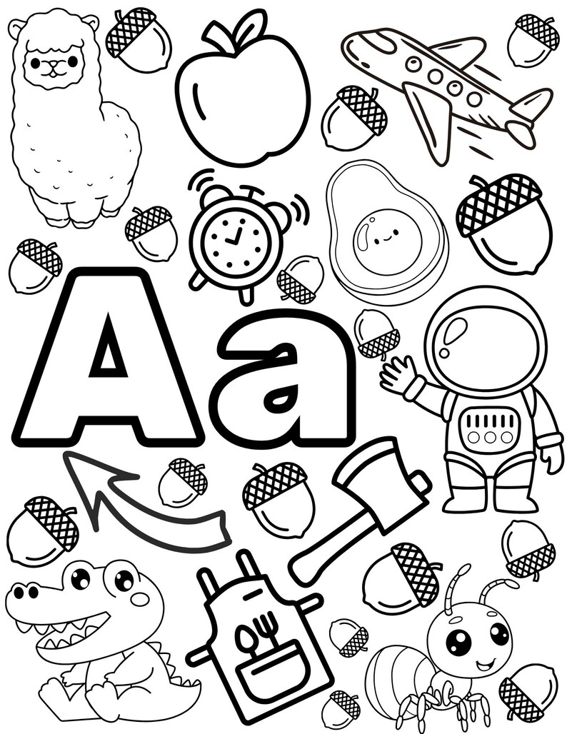 Printable ABC Coloring Book for Kids – Digital Download Alphabet ...