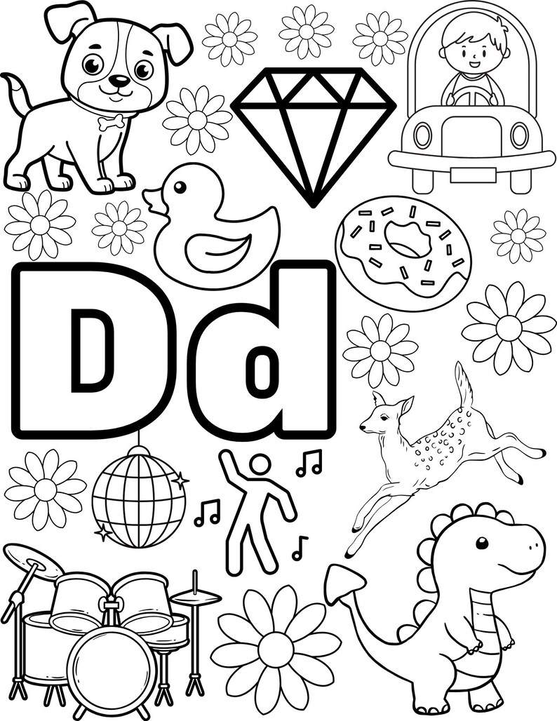 Printable ABC Coloring Book for Kids – Digital Download Alphabet ...