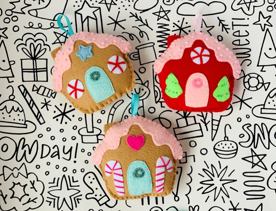Gingerbread House Felt Ornament Sewing PATTERN | PATTERN ONLY ** - Etsy