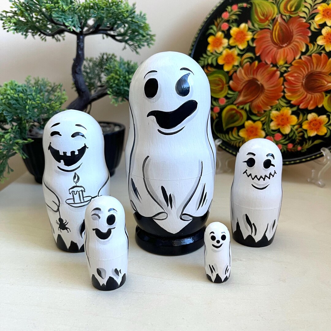 Ghost Nesting Doll 5-teilig, handbemalte Halloween Room Decor, Kinder ...