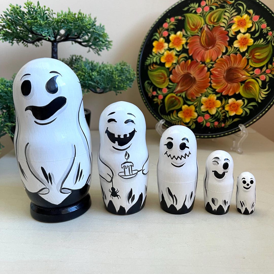 Ghost Nesting Halloween Dolls:hand-painted Montessori Set, Kids Room ...