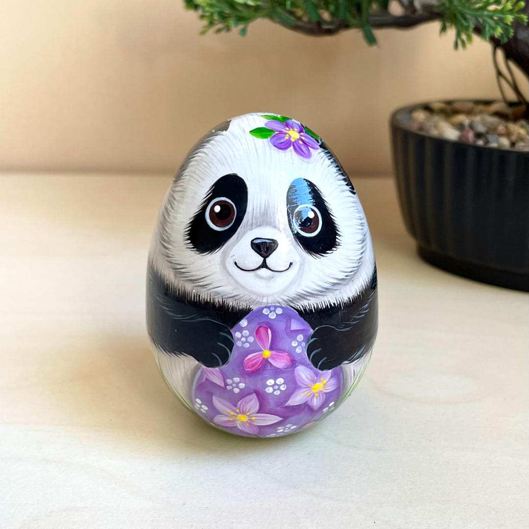 Panda Easter Egg: Hand-painted Wooden Jewelry Box - Etsy