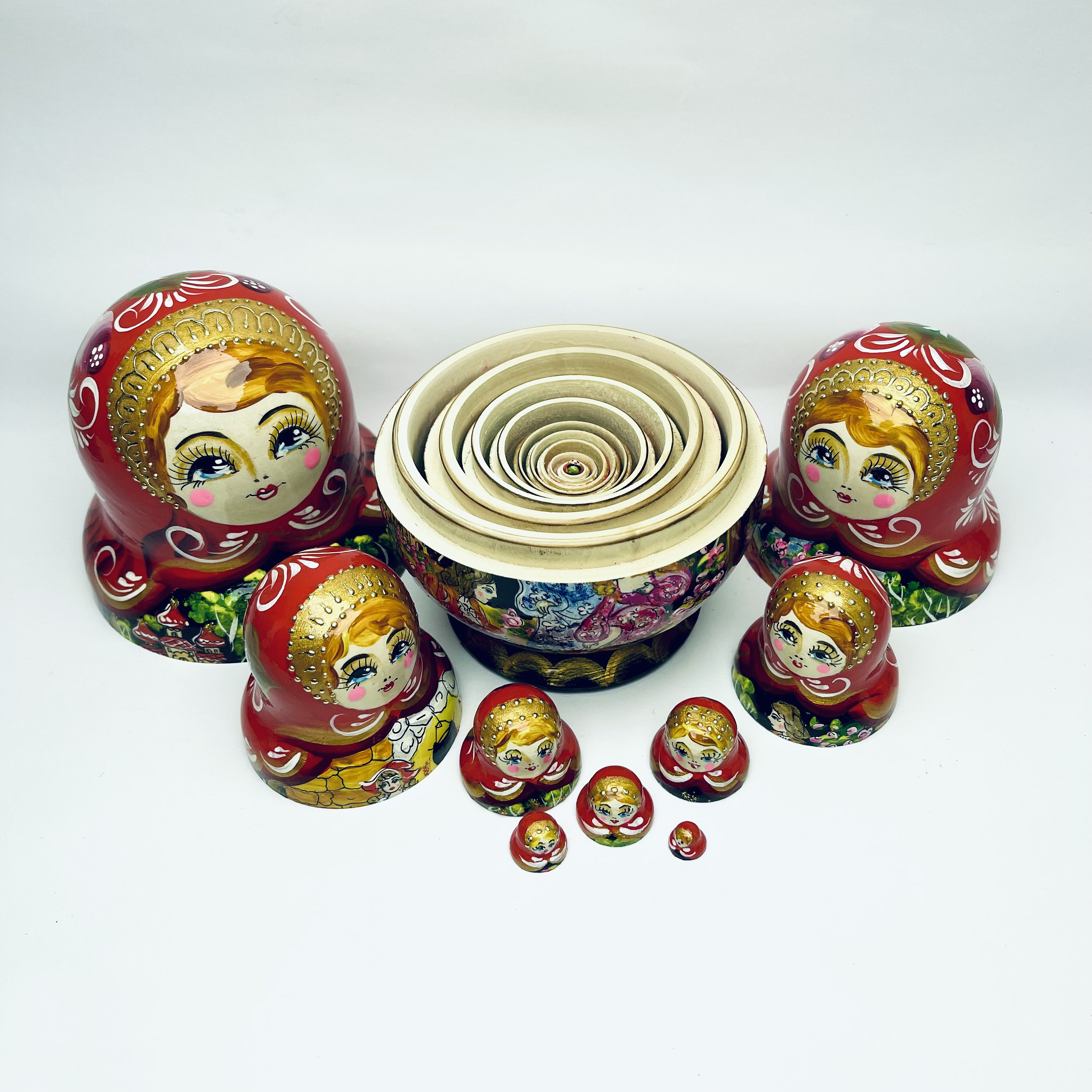 Cinderella Nesting Doll 10 Piece, Hand Painted Wooden Matryoshka 5,4 ...