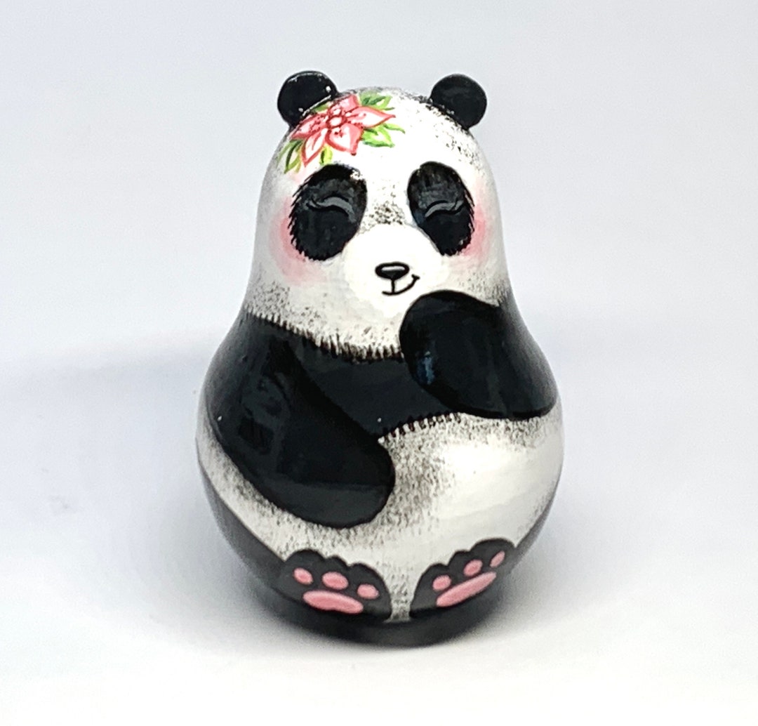 Cute Panda Bear Roly Poly Music Doll 5,2 Musical Wooden Tumbling Doll ...