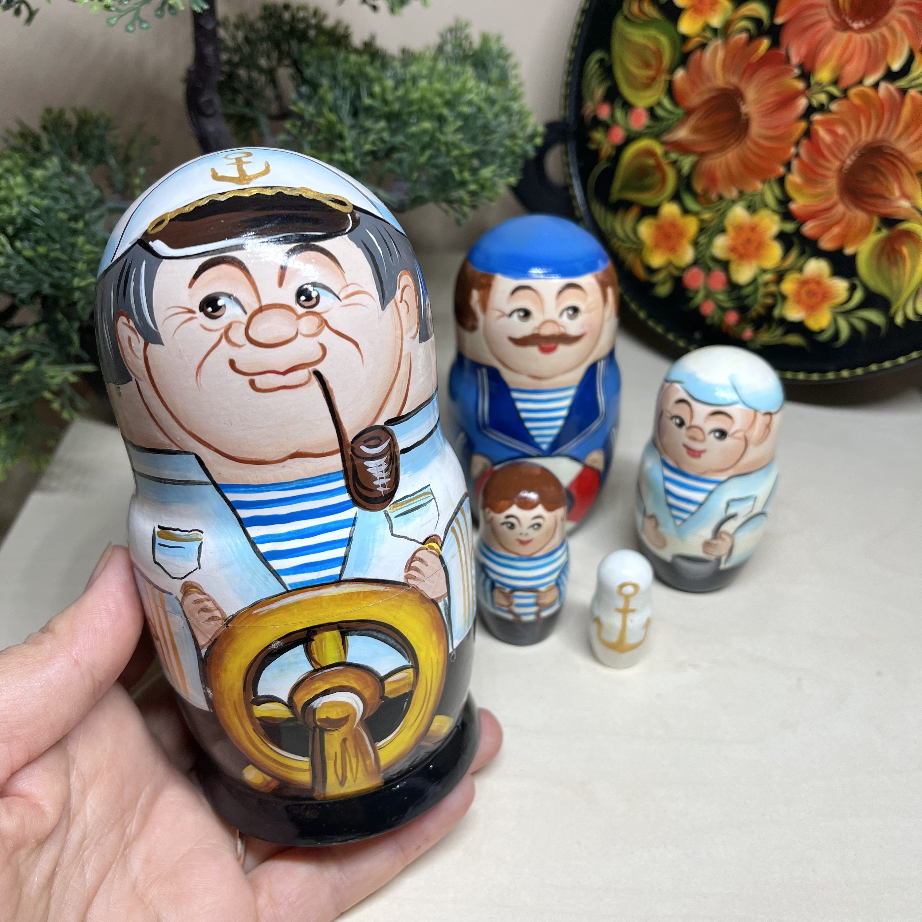 Sailor Nesting Dolls 5 Piece :hand-painted Wooden Sea Crew Set, Kids ...