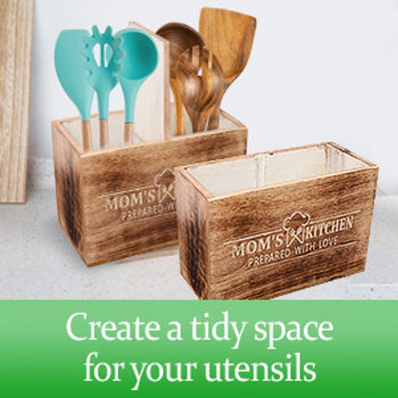 Wooden Kitchen Utensils Holder for Countertop Stylish Utensil Caddy ...