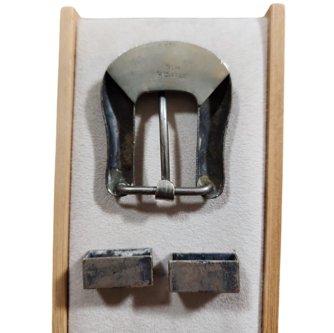 Vintage Don Ricardo Sterling Engraved Western Cowboy Belt Buckle Set 2 ...