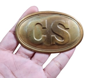 Vintage CS Belt Buckle Civil War Replica Reenactment Prop Gold Tone ...