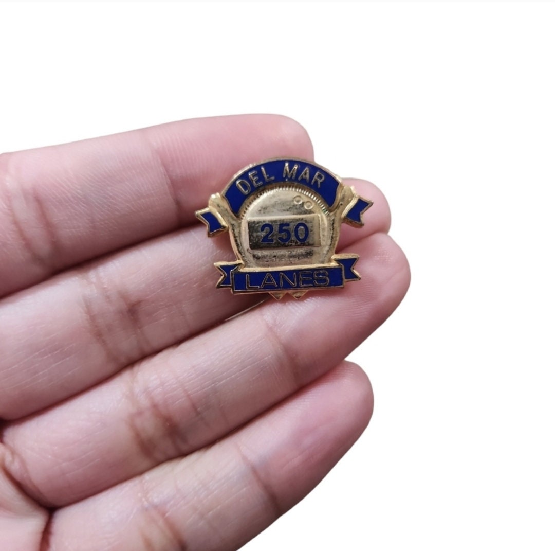Vintage Gold Toned Blue Enamel Del Mar 250 Lanes Pin .75" - Etsy