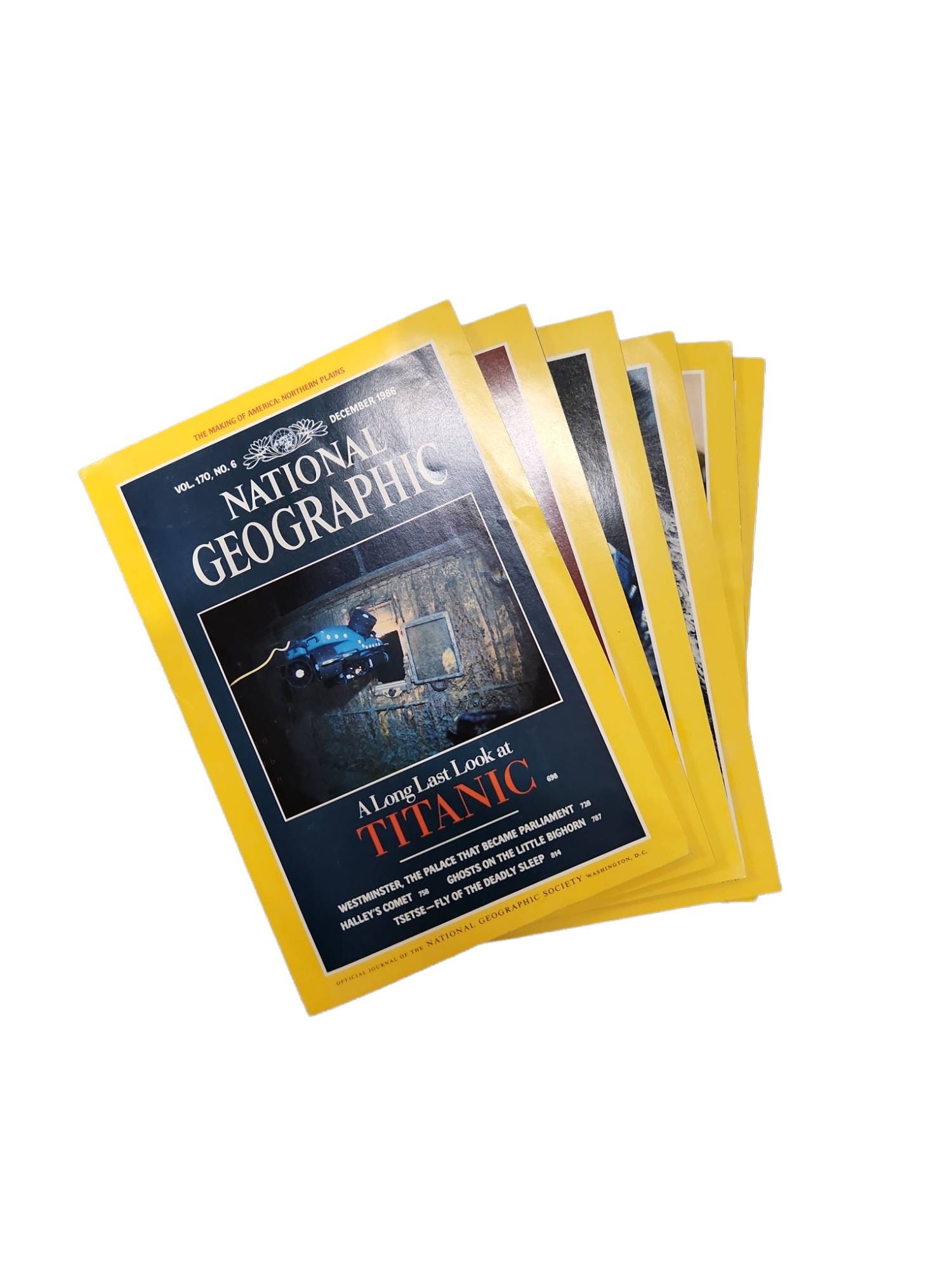 National Geographic Leather Slipcase + 6 Magazines July-december 1986 ...