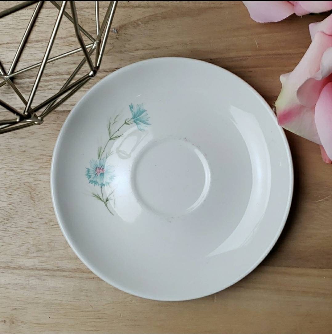 Vintage Small White Plate Blue Flowers - Etsy