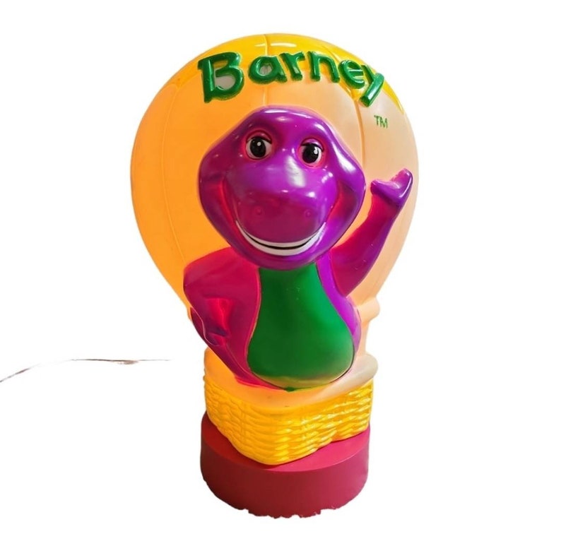 Vtg 1992 Barney Purple Dinosaur Hot Air Balloon Bedside Lamp Kids Night ...