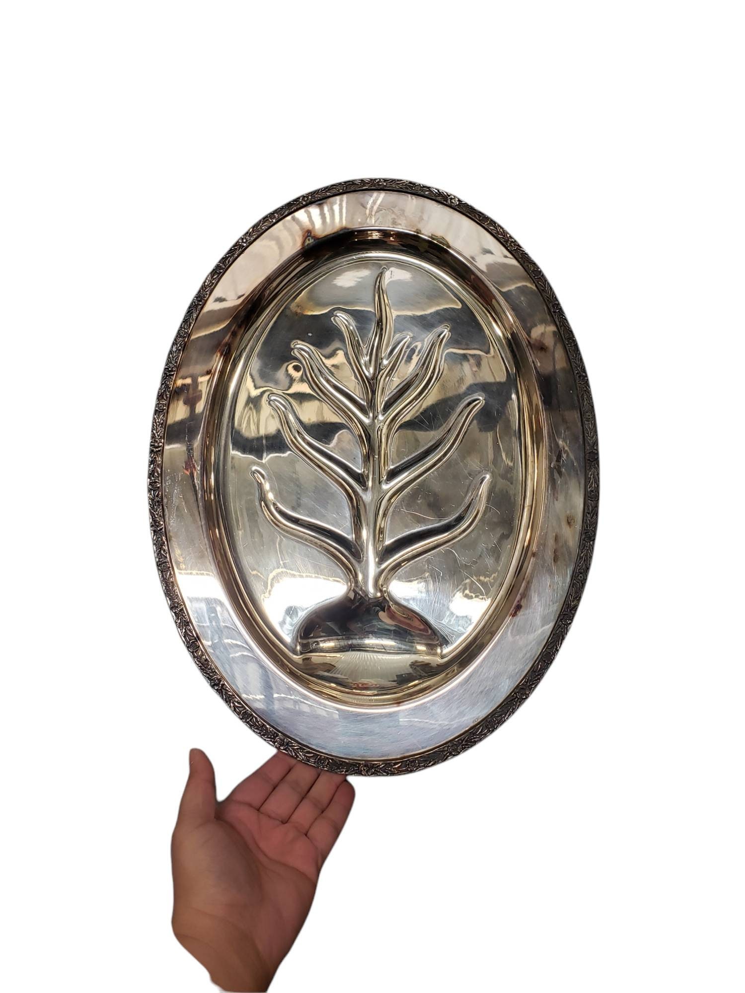 Vintage Oval Footed Silver Well & Tree Meat Platter - Etsy