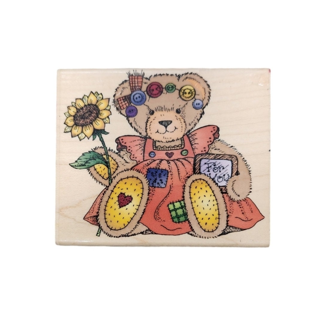 Vintage 1996 Hero Arts Rubber Stamps H1146 Country Bear With Sunflower ...