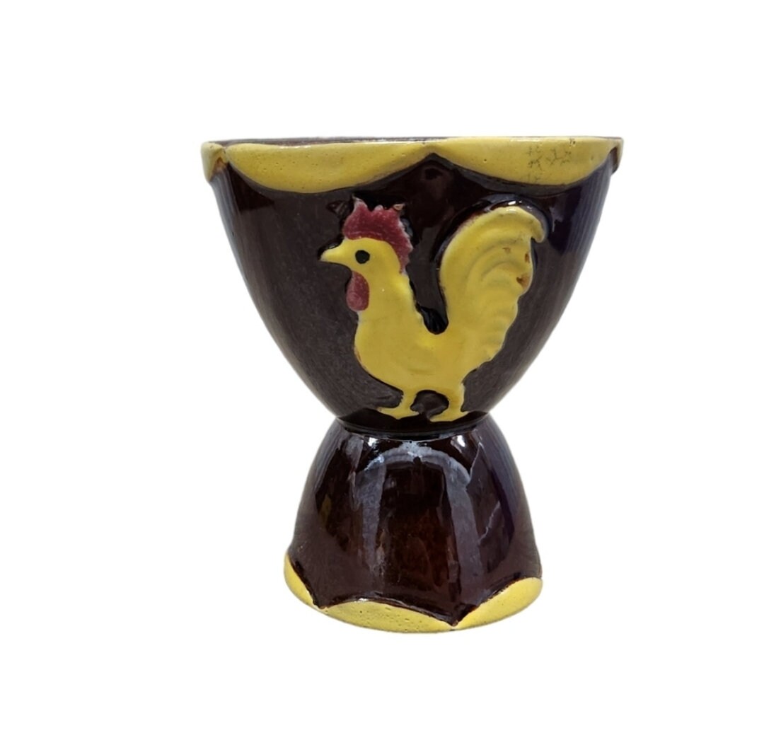 Vintage Redware Red Ware Rooster Chicken Double Egg Cup - Etsy