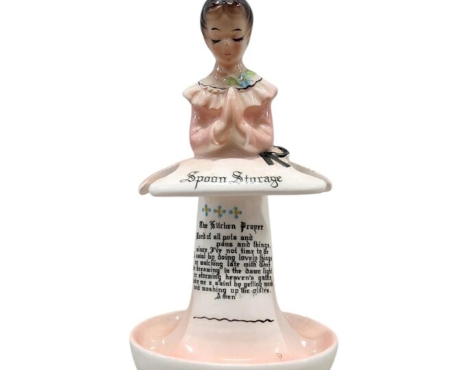 Enesco Kitchen Prayer Lady Mother in the Kitchen Pink Spoon Storage ...