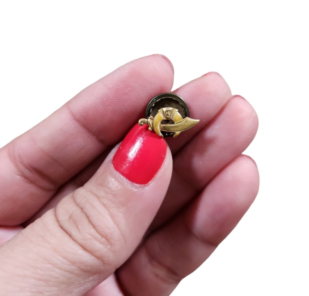 Vintage Gold Toned Masonic Shriners Lapel Pin Sword Horns Moon Lodge ...