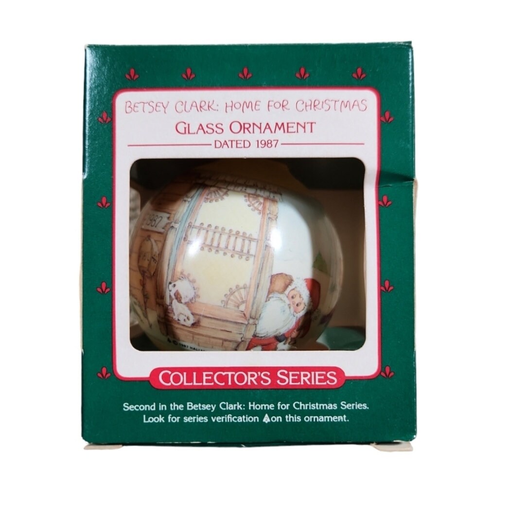 Vintage 1987 Hallmark Betsey Clark: Home for Christmas Glass Ornament ...