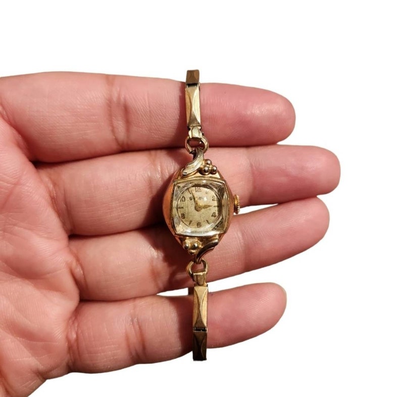 Vtg 1940s Bulova 14K GF Base Metal Steel Back Stretchy Band Watch Needs ...