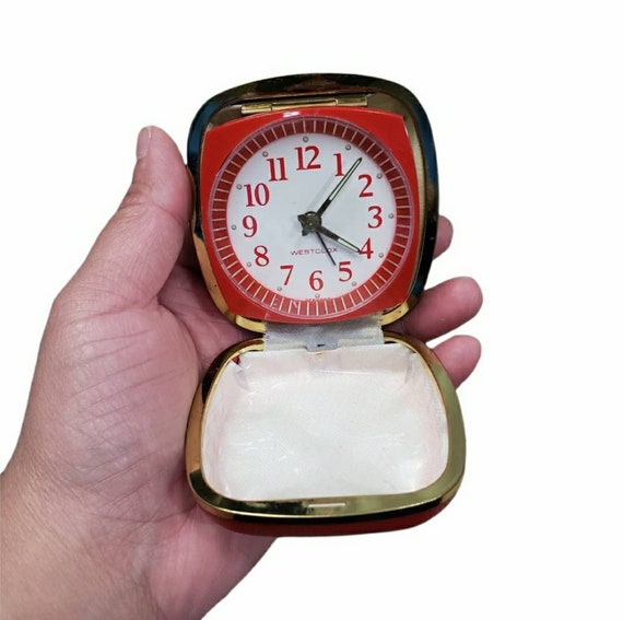 Vintage Westclox Red Traveling Alarm Clock - Gem