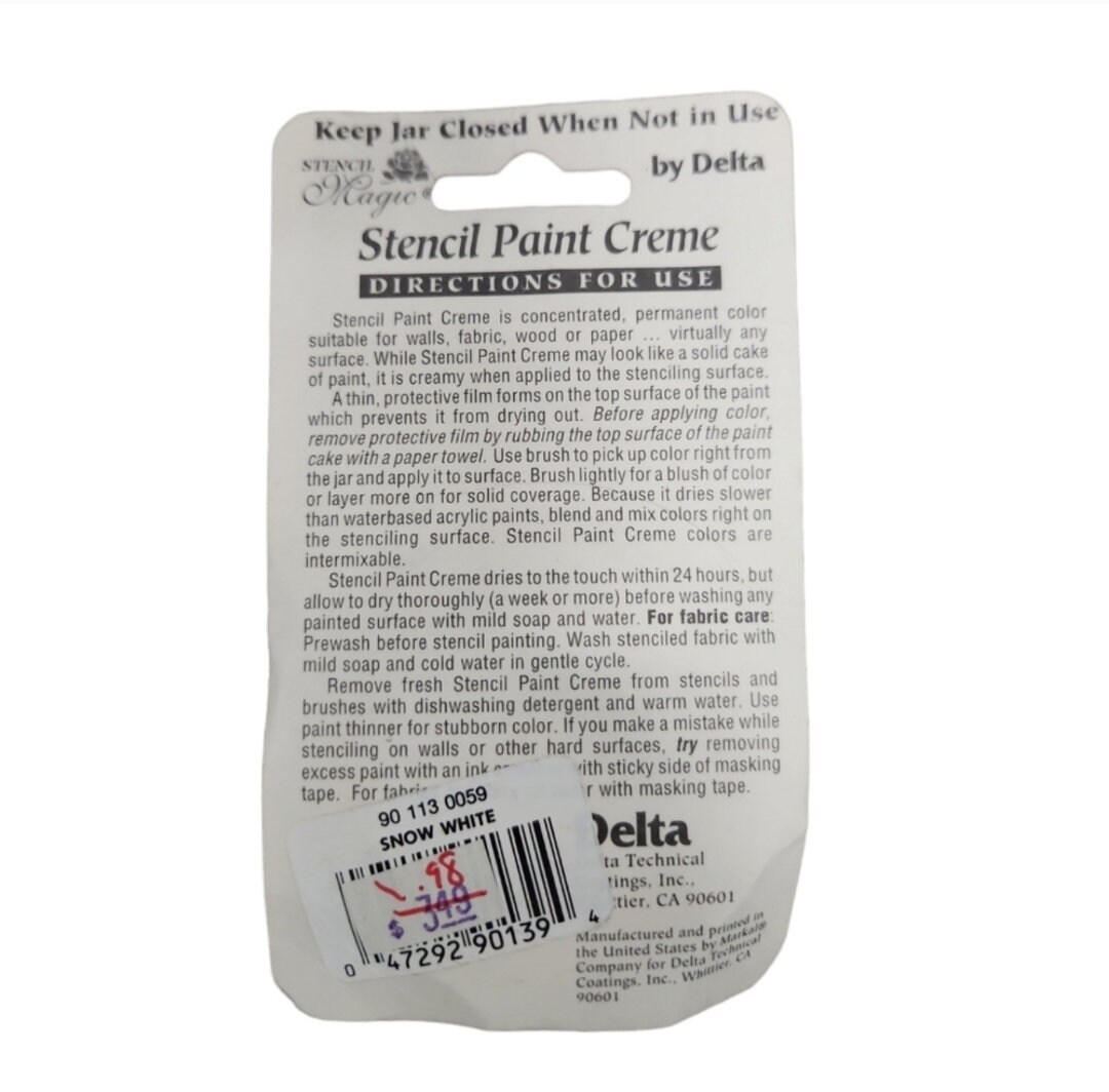 Vintage Stencil Magic by Delta Stencil Paint Creme Snow White .5 Oz - Etsy