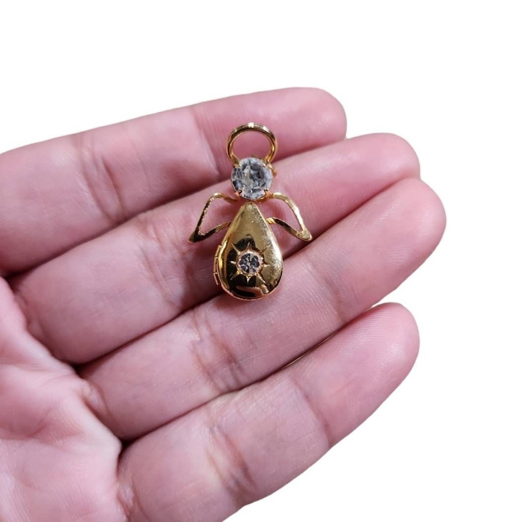 Vintage Gold Toned Bling Angel Locket Pendant - Etsy