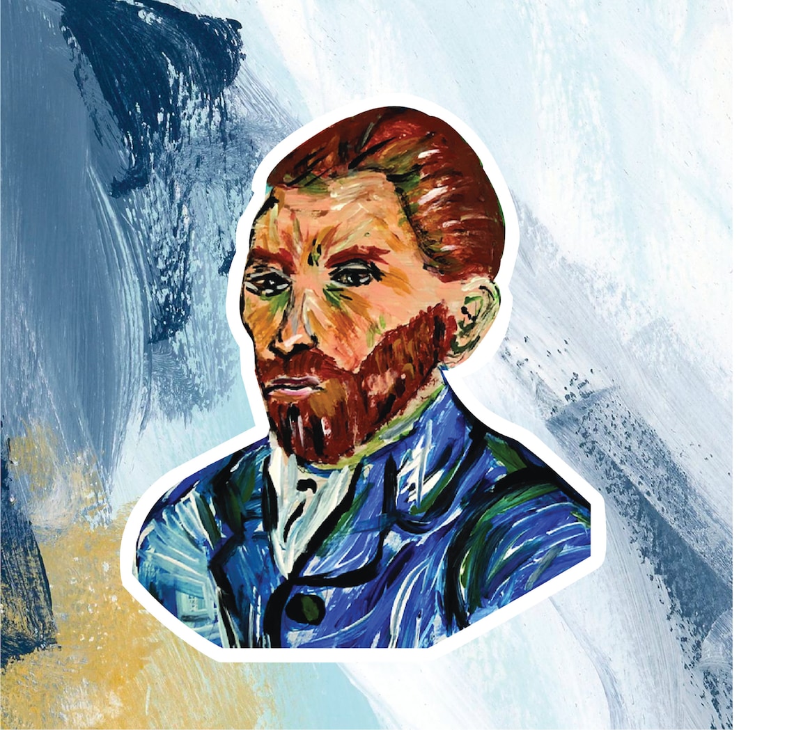 Hand Painted Van Gogh Sticker Custom Stickers Acrylic Paint Vinyl ...