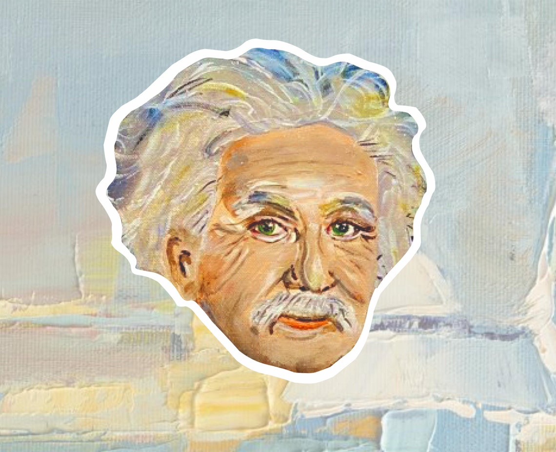 Hand Painted Albert Einstein Sticker Custom Stickers Acrylic Paint ...