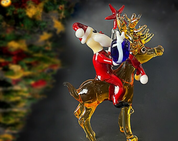 Handcrafted Stained Glass Reindeer Christmas Ornament in Tan Wispy - Etsy