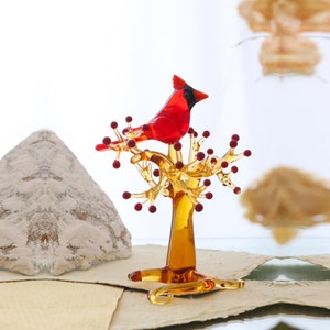 Northern Red Cardinal Glass Sculpture, Murano Glass Bird, Lampwork Bird ...