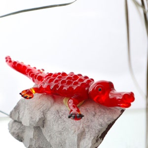 Art Glass Alligator Sculpture, Blown Glass Green Crocodile, Murano ...